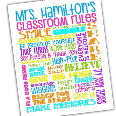 TEACHER GIFT _ Personalized Classroom Rules for Elementary School or ...
