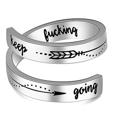Inspirational Rings for Women Adjustable Statement Stainless Steel ...