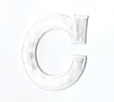 Alphabet Letter _ C _ Color White _ 2 inch Block Style _ Iron On ...