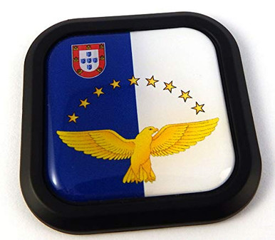 Azores Flag Square Black rim Emblem Car 3D Decal Badge Bumper Hood ...