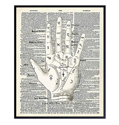 Palm Reading Upcycled Dictionary Wall Art Prints _ Vintage 8x10 ...