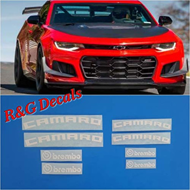 R and G High Temp CHEVY CAMARO and BREMBO Brake Caliper Decals Stickers ...