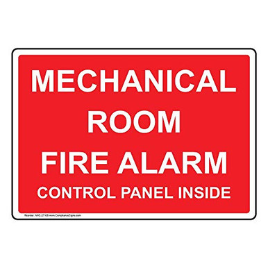 Mechanical Room Fire Alarm Control Panel Inside Sign_ 10x7 inch Plastic ...