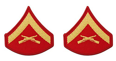 USMC Chevron Gold on Red Enlisted Rank _E_3 LANCE CORPORAL_ MALE ...