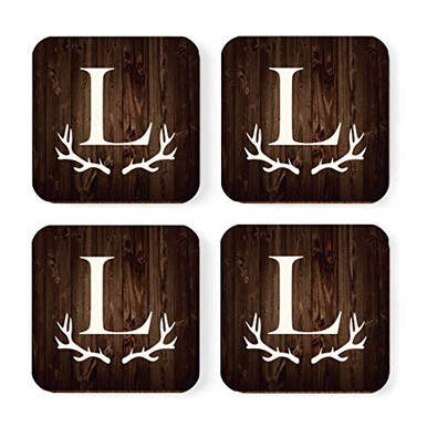 Andaz Press Square Coffee Drink Monogram Coasters Gift Set_ Initial ...