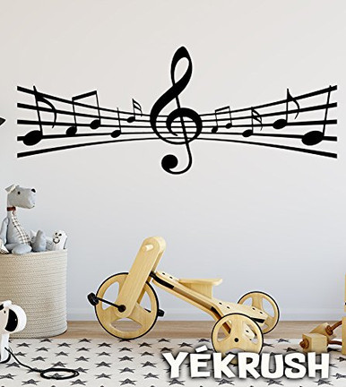 Treble Clef Decal_ Music staff Vinyl Wall Decal_ music wall decor ...
