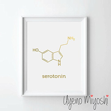Serotonin Molecule Gold Foil Art Print Serotonin Chemical Structure ...