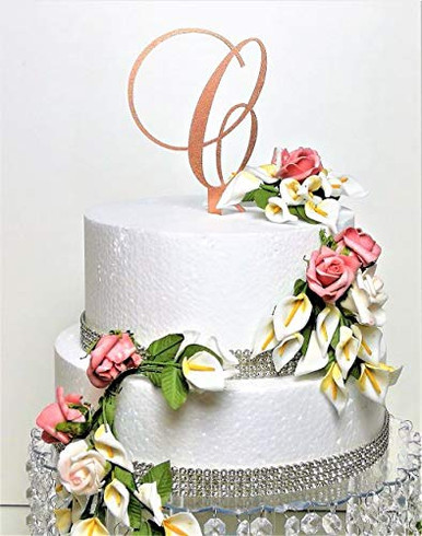 Rose Gold Letter C Shimmer Monogram Acrylic Letter Cake Topper ...