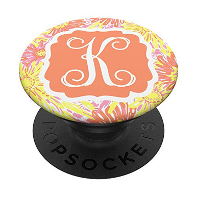 Personalized Pop Socket K Initial Peach Yellow Orange Daisy PopSockets ...