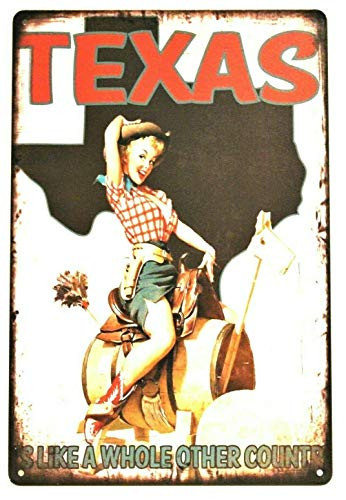 TINME Metal Tin Sign New Texas Pinup Girl Vintage Sign Bar Cave Garage ...