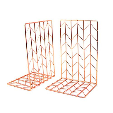 Elegant Rose Gold Bookends Pair 4.7x3.7x7 inch Premium Stainless Steel ...