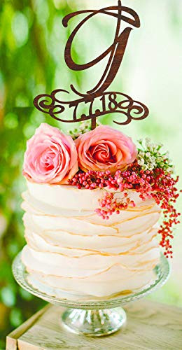 Cake Topper_G Cake topper Wood Monogram Initial cake toppers Single ...