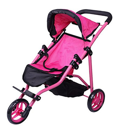 Precious Toys Jogger Hot Pink Doll Stroller, Black Foam Handles and Hot ...
