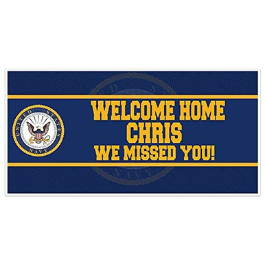 Welcome Home Navy Military Banner Party Backdrop - Warehousesoverstock