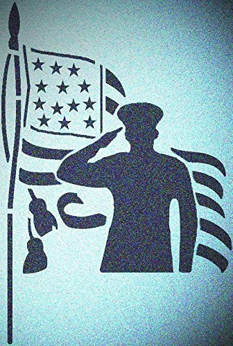 Military Man Soldier Salute w Flag Stencil Mylar Military Stencils ...