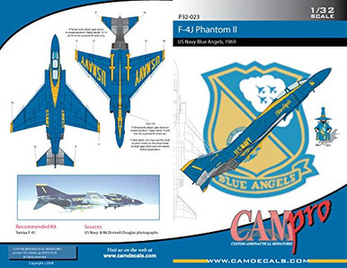 CAM Pro Decals CAMP32023 1 32 F_4J Phantom II Blue Angels 1969 ...