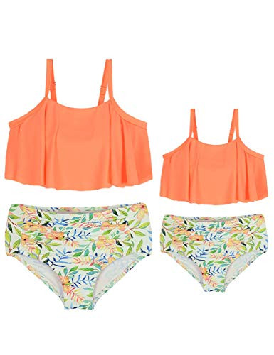 Cadocado Little Girls Bathing Suit 2 Piece Bikini Ruched Full Coverage ...