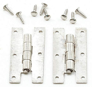 Dollhouse Miniature Set of 4 H Hinges with Nails in Satin Nickle by ...