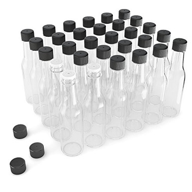 Glogex Empty Glass Hot Sauce Bottles (30 Pack, 5 Oz) with Leak Proof ...