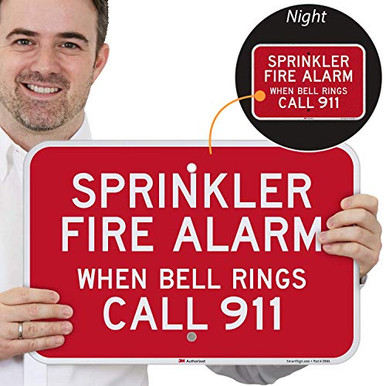SmartSign inch Sprinkler Fire Alarm _ When Bell Rings Call 911 inch ...