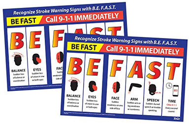 2 Pack Stroke Symptoms Poster _ B.E. F.A.S.T. Stroke Poster _ Stroke ...