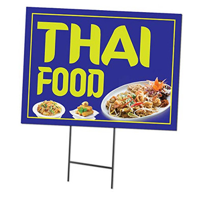 Thai Food _ Double Sided Sign with Metal Ground Stakes _ Full Color ...