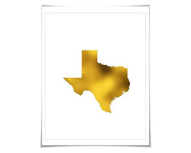 Texas State Map Gold Foil Art Print. 7 Foil Colours 3 Sizes. Travel ...