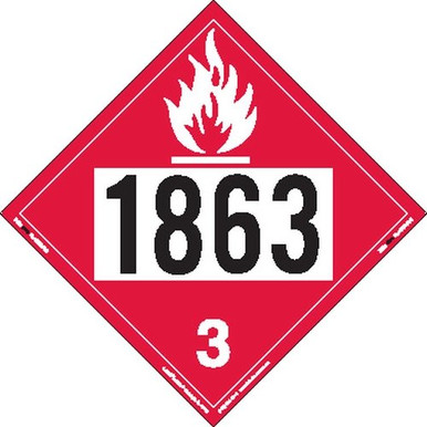 Labelmaster ZVR21863 UN 1863 Flammable Liquid Hazmat Placard, Removable ...