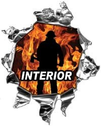 Mini Ripped Torn Metal Decal Interior Firefighting Team _ 12 inch h ...