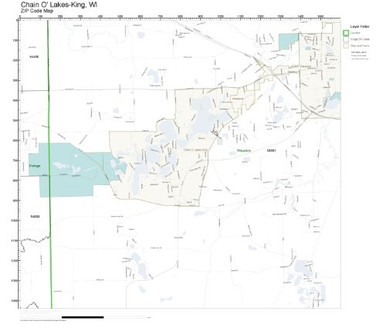 ZIP Code Wall Map of Chain O' Lakes_King_ WI ZIP Code Map Not Laminated ...