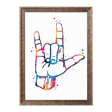 American Sign Language Watercolor Poster I Love You Sign Language Art ...