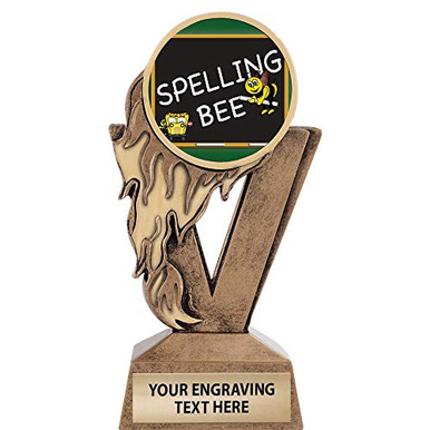 Crown Awards Gold Spelling Bee Trophies_ 6.25 inch H Custom Fireball ...