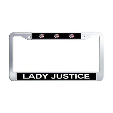 Lady Justice Car License Plate Frame Holder Stainless Steel US Military ...