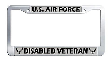 US Air Force Disabled Veteran License Plate Frame Stainless Steel Car ...
