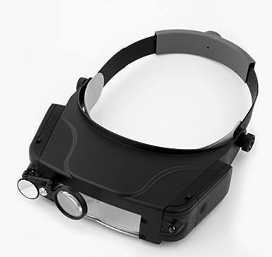 Headband Magnifier with Dual Side Mounted LED s and -3.5X Magnification ...