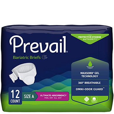 Prevail Incontinence Bariatric Brief Ultimate Absorbency Size A 12 ...