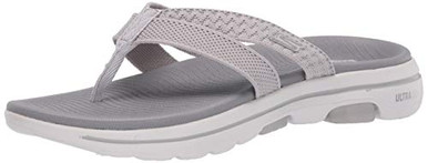 Skechers Women s GO Walk 5-Sun KISS Flip-Flop Gray 11 Medium US ...