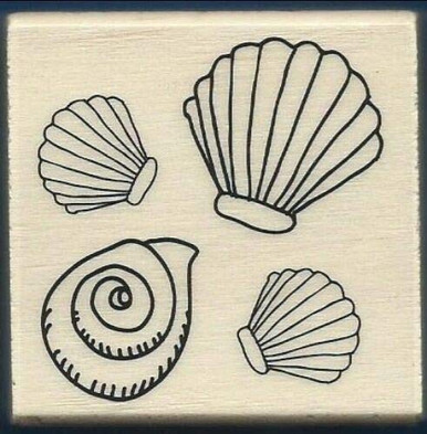 Rubber Stamps Scallop Snail Sea Shells Sea Scene Seashell Medium Wood ...