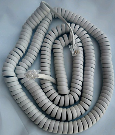 White 25 Ft Generic Handset Cord Fits Nearly All Landline Phones Spring ...