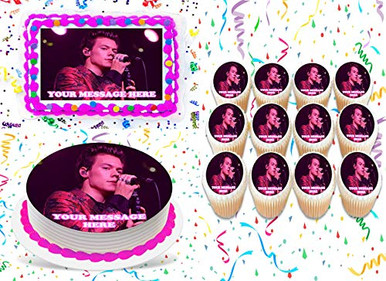 Harry Styles Cake Topper Edible Image Personalized Cupcakes Frosting ...