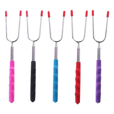 KUAXIE 5pcs Set Roasting Forks Stainless Steel Adjustable Telescoping ...