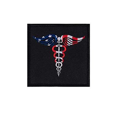 Rothco Caduceus Medical Symbol American Flag Patch with Hook Back ...