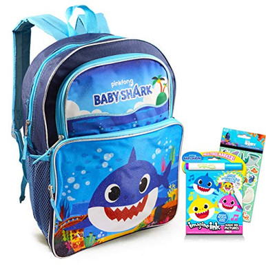 Baby Shark Backpack Travel Bag for Boys Toddlers Kids Bundle ~ Premium ...