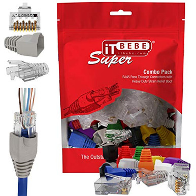 ITBEBE 30 30 RJ45 Cat6 Pass Through Connectors for 23 AWG Cables - 30 ...