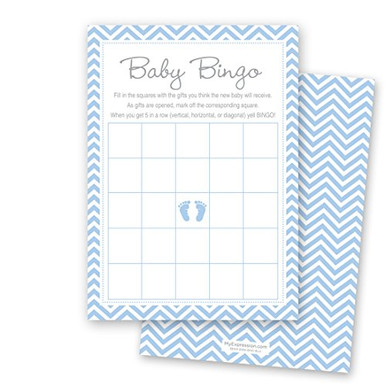 MyExpression.com 24 Cnt Blue Baby Feet Footprint Baby Bingo Cards ...