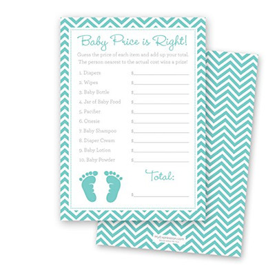 MyExpression.com 24 Cnt Teal Baby Feet Footprint Baby Shower Price Game ...