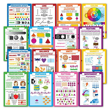 Elements of Art & Principles of Design 16 Poster Set (PAPER, 13 x 19 ...