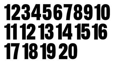 Black Numbers 1-20 Stickers Vinyl Decals Choose Size from 1 inch to 8 ...