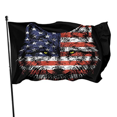 TAIMIN American Flag Wolf Flags 3x5 USA Flag Foot Banner Flags Garden ...