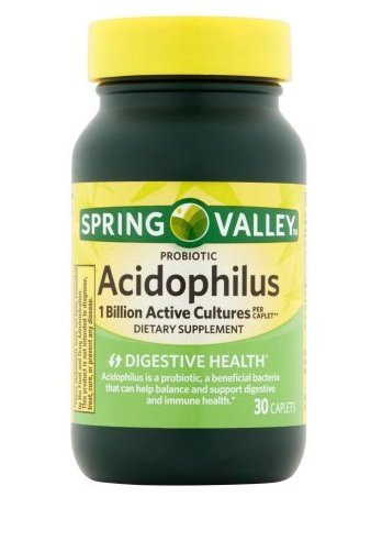 Spring Valley Probiotic Lactobacillus Acidophilus 30 Caplets Digestive ...
